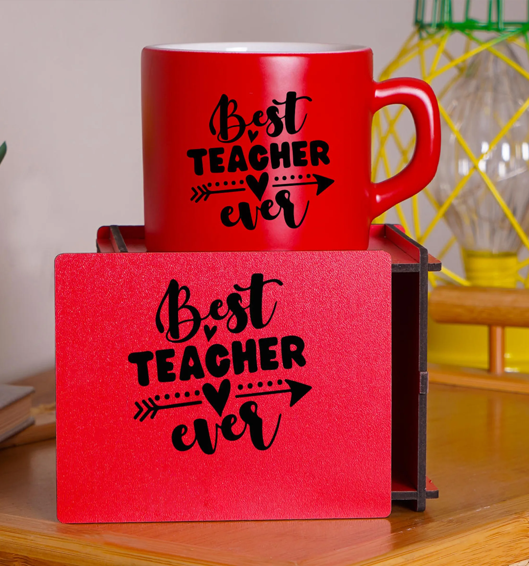 Best Teacher Ξύλινο Κουτί Δώρου με Κούπα κωδ. 97587 | Mercan Print